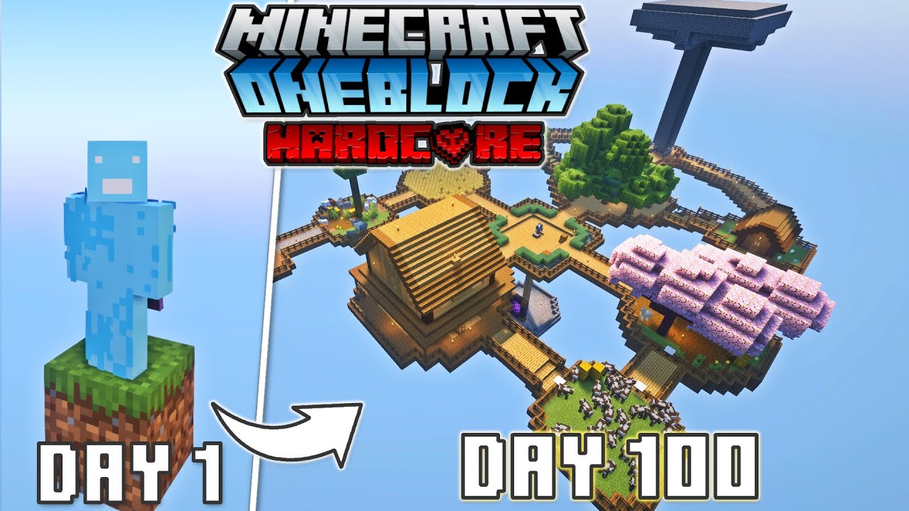 How I Build My Base from one block in Minecraft Hardcore !! - YouTube