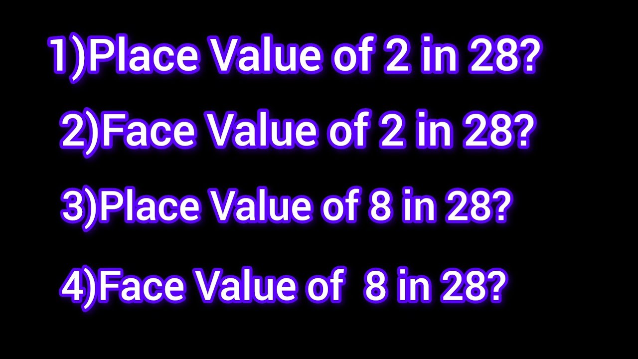 What Is The Place Value And Face Value Of 2 And 8 In 28 YouTube what-is-the-place-value-and-face-value-of-2-and-8-in-28-youtube