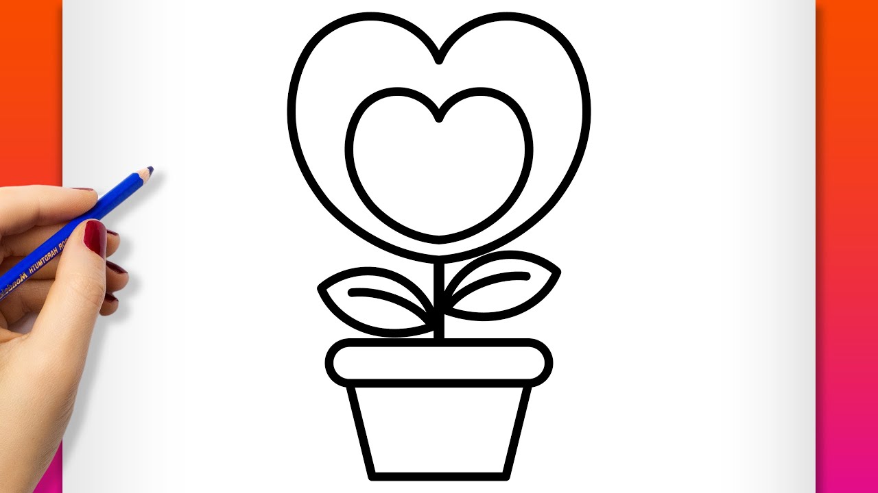 How to Draw a Heart Flower | Very Easy Step-by-Step Drawing - YouTube