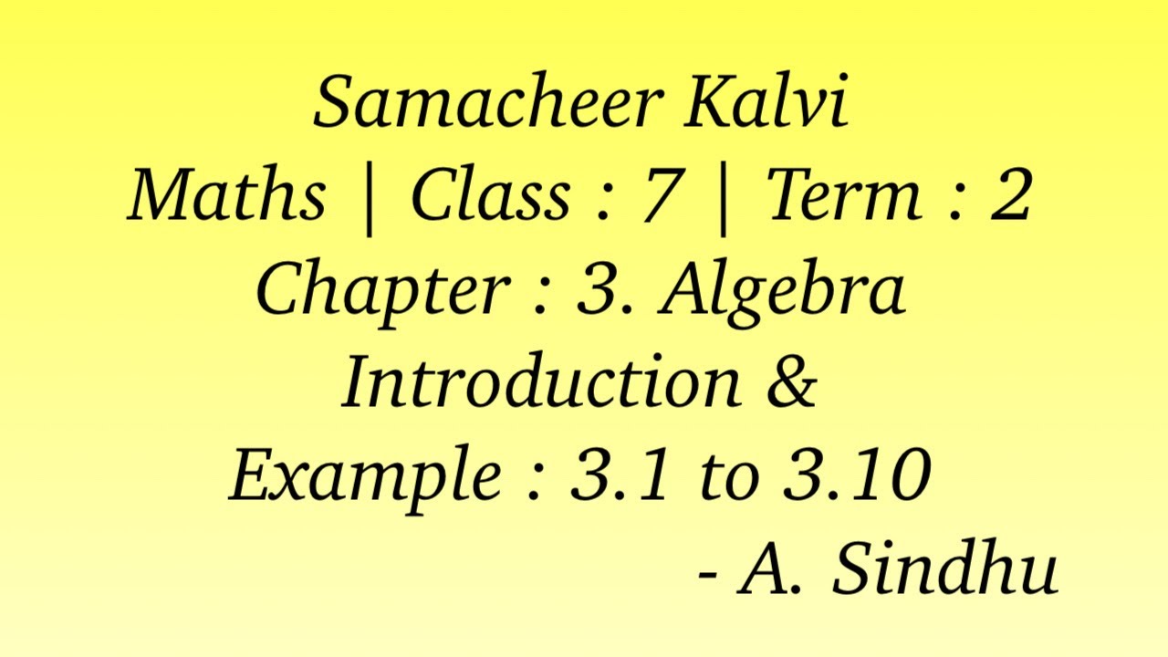 7th Maths Term 2 Samacheer | Chapter 3 | Algebra | Introduction ...