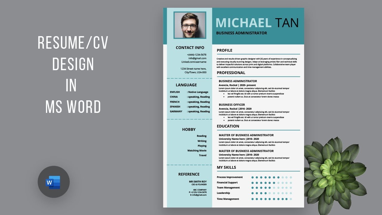 Classic Resume Design in MS Word - Step-by-Step Tutorial - YouTube