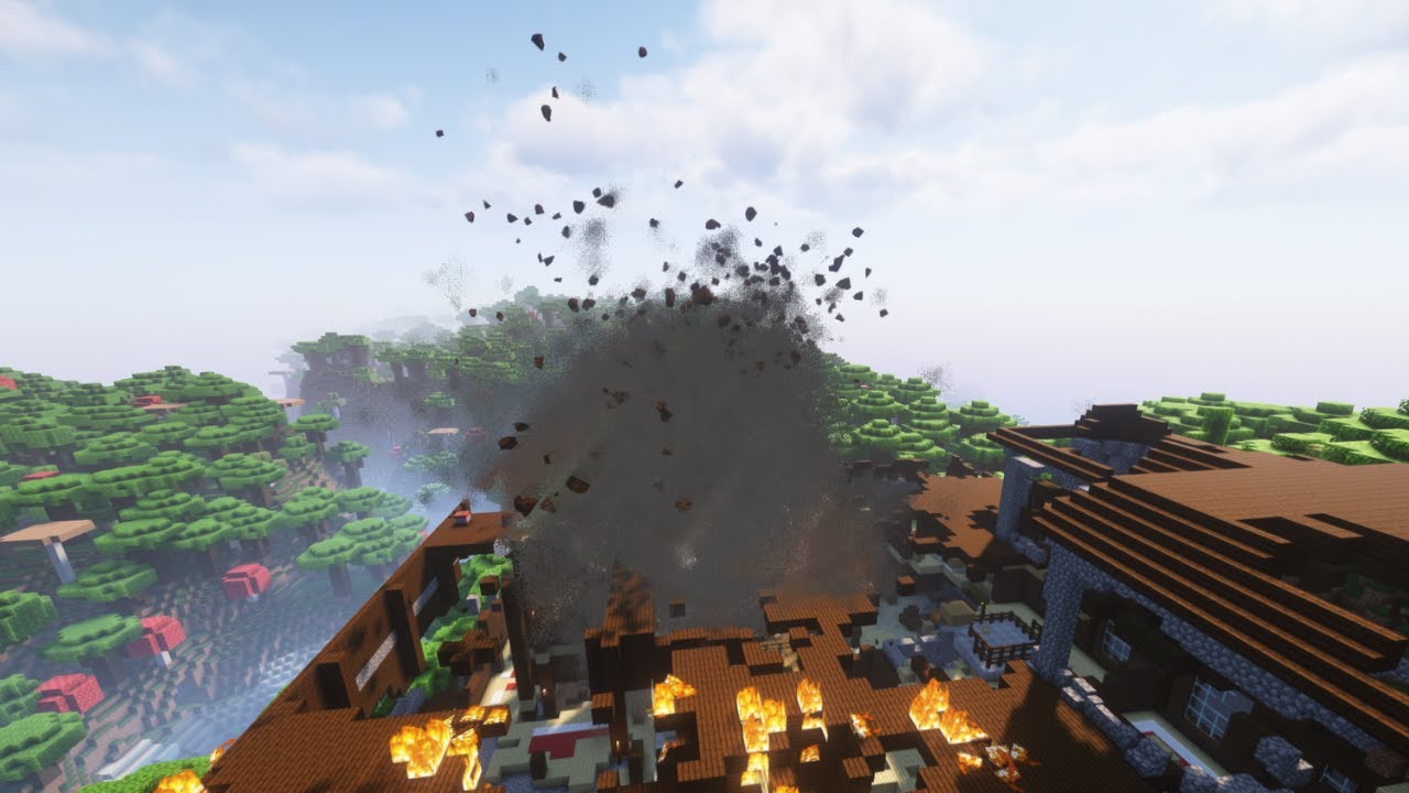 Minecraft mansion collapse/TNT destruction with physics mod - YouTube