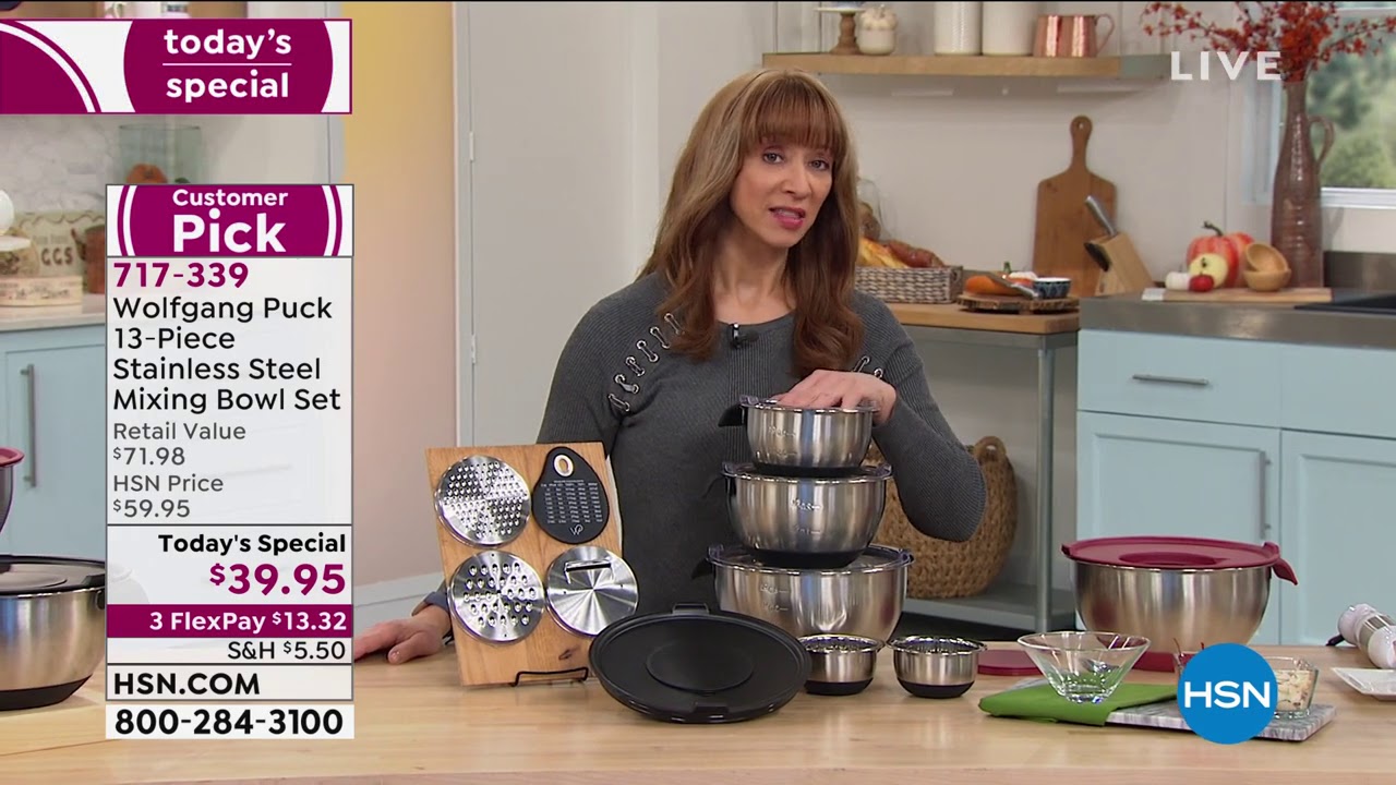 Wolfgang Puck 13Piece Stainless Steel Mixing Bowl Set - YouTube