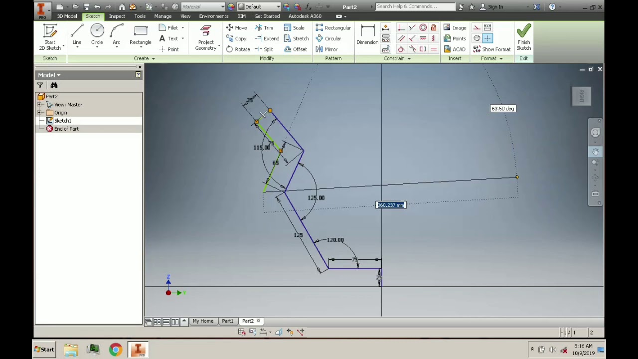 Inventor part revolve & extrude 💤 - YouTube