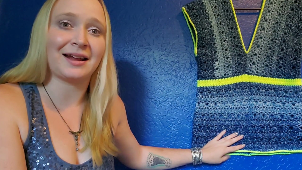 (Part 1) Crocheted wide band shoulder/off the shoulder V neck top - YouTube