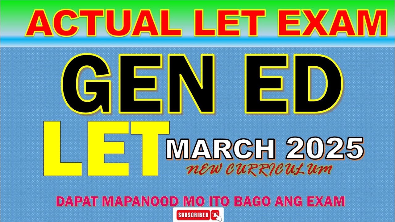 GENERAL EDUCATION ACTUAL LET EXAM MARCH 2025 #letreview #exam # ...