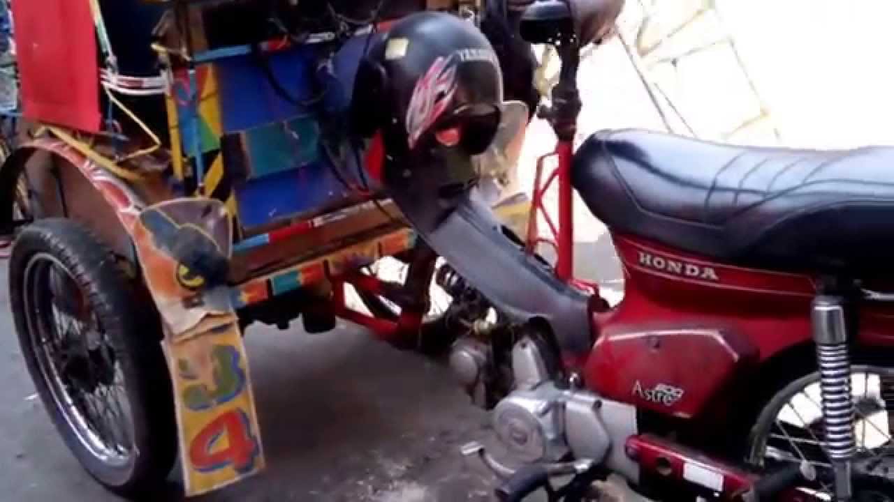 Modifikasi Becak dengan motor Honda - YouTube
