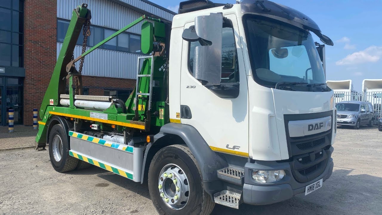 DAF LF230 *EURO 6* 18 TONNE SKIP LOADER 2018 - HN18 XDL - YouTube