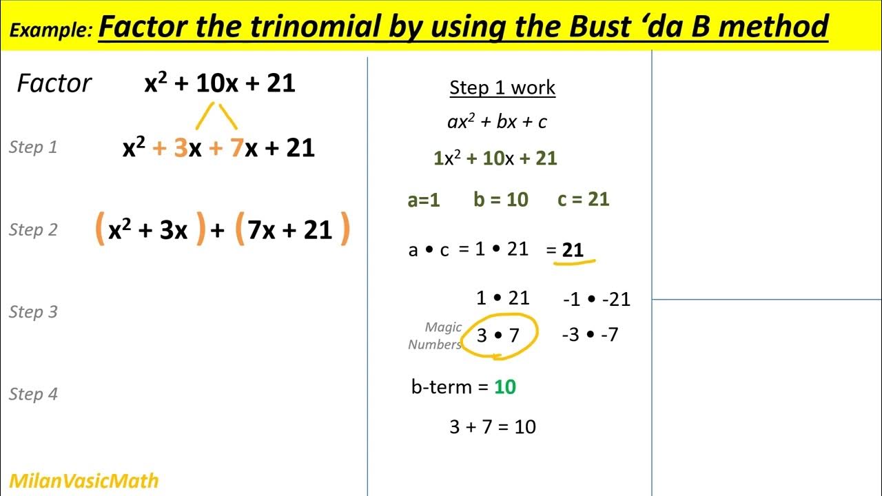 Algebra 1 Factoring Quadratics by Grouping ( Bust da b ) - YouTube