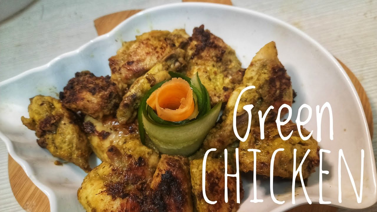 Green chicken||പച്ച ചിക്കൻ||Hyderabadi green fried chicken|| coriander ...