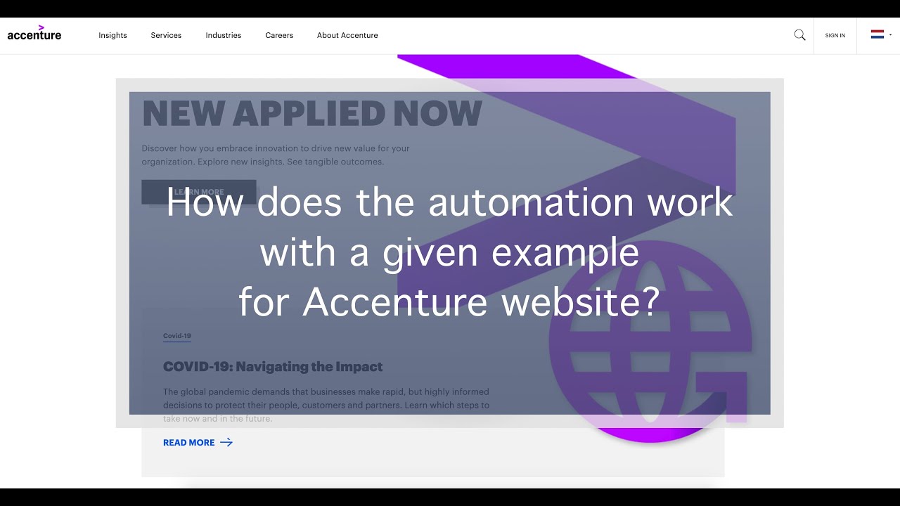 How does the automation work with a given example for Accenture website ...