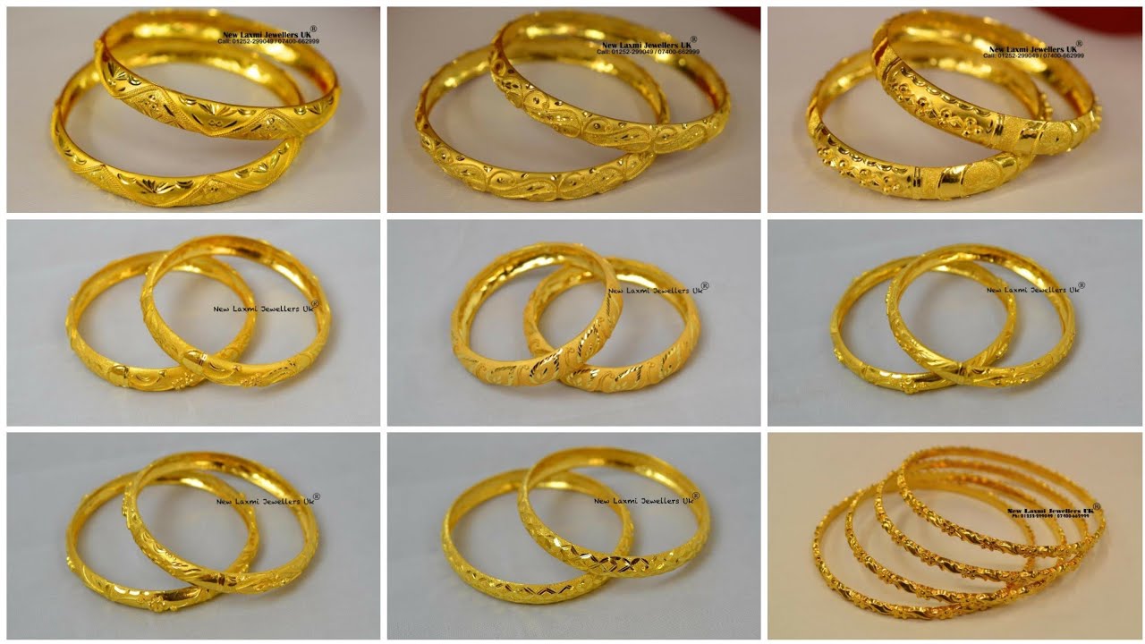 Latest Light Weight Gold Bangles Designs for women with weight - YouTube