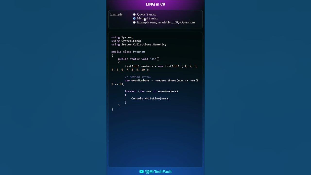 Linq In C Coding Code Csharp Csharpprogramming Csharptutorial 2179