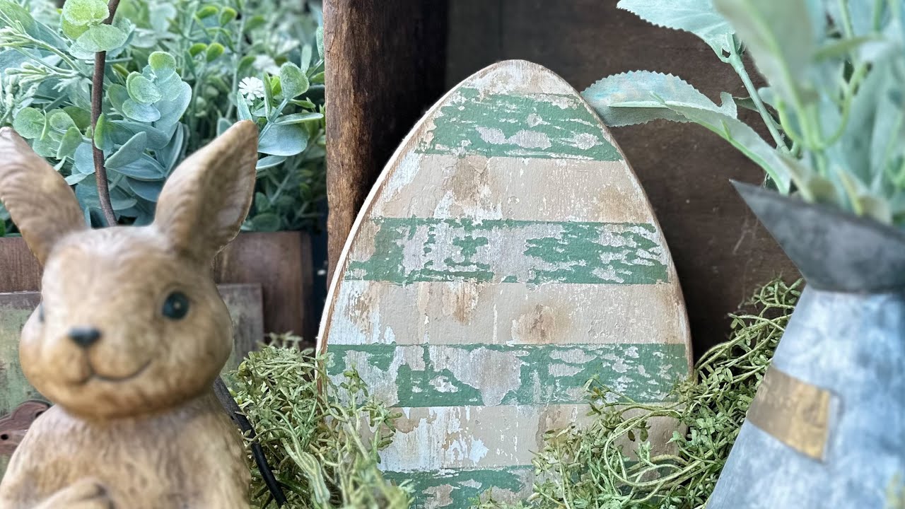 Easy Rustic Chippy Paint Easter Egg Shelf Sitter - YouTube