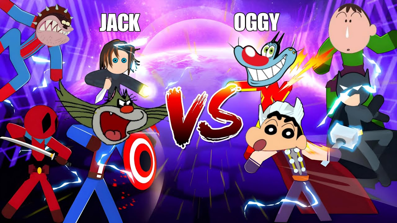 JACK TEAM VS OGGY TEAM FIGHT IN STICKMAN HEROES | With Oggy and jack ...