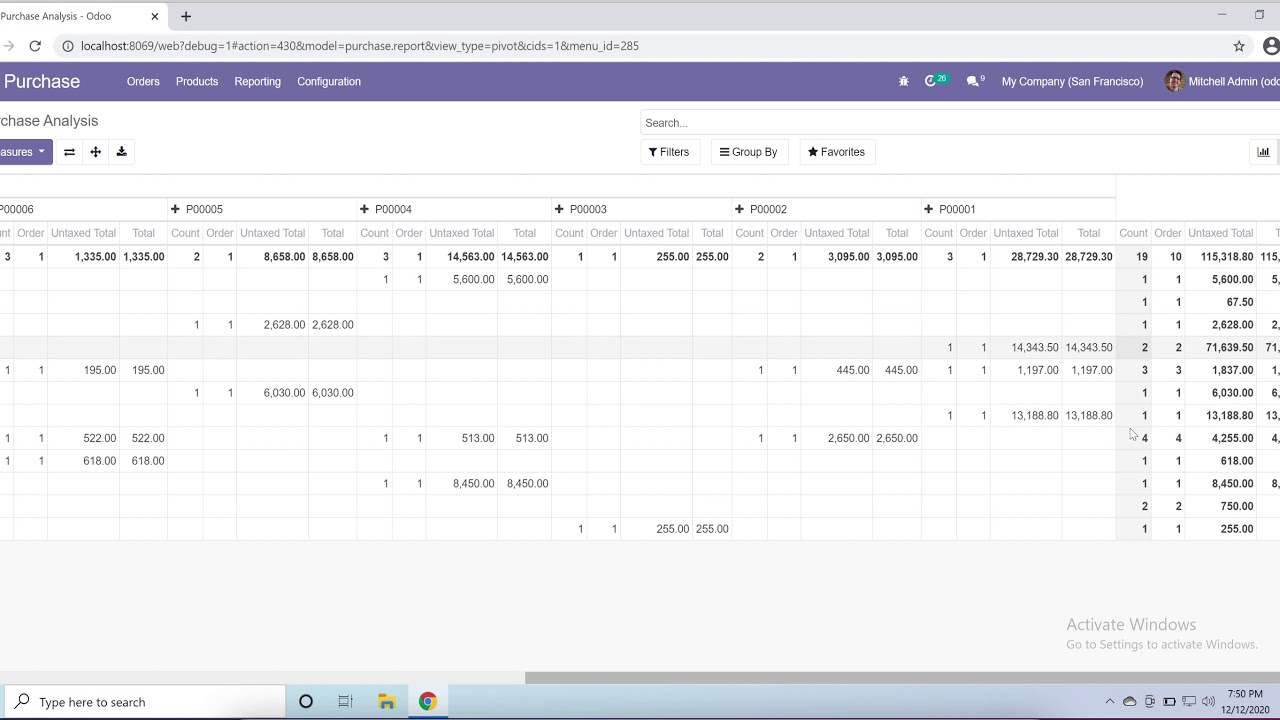 Purchase reports in odoo 14 part 21 - YouTube