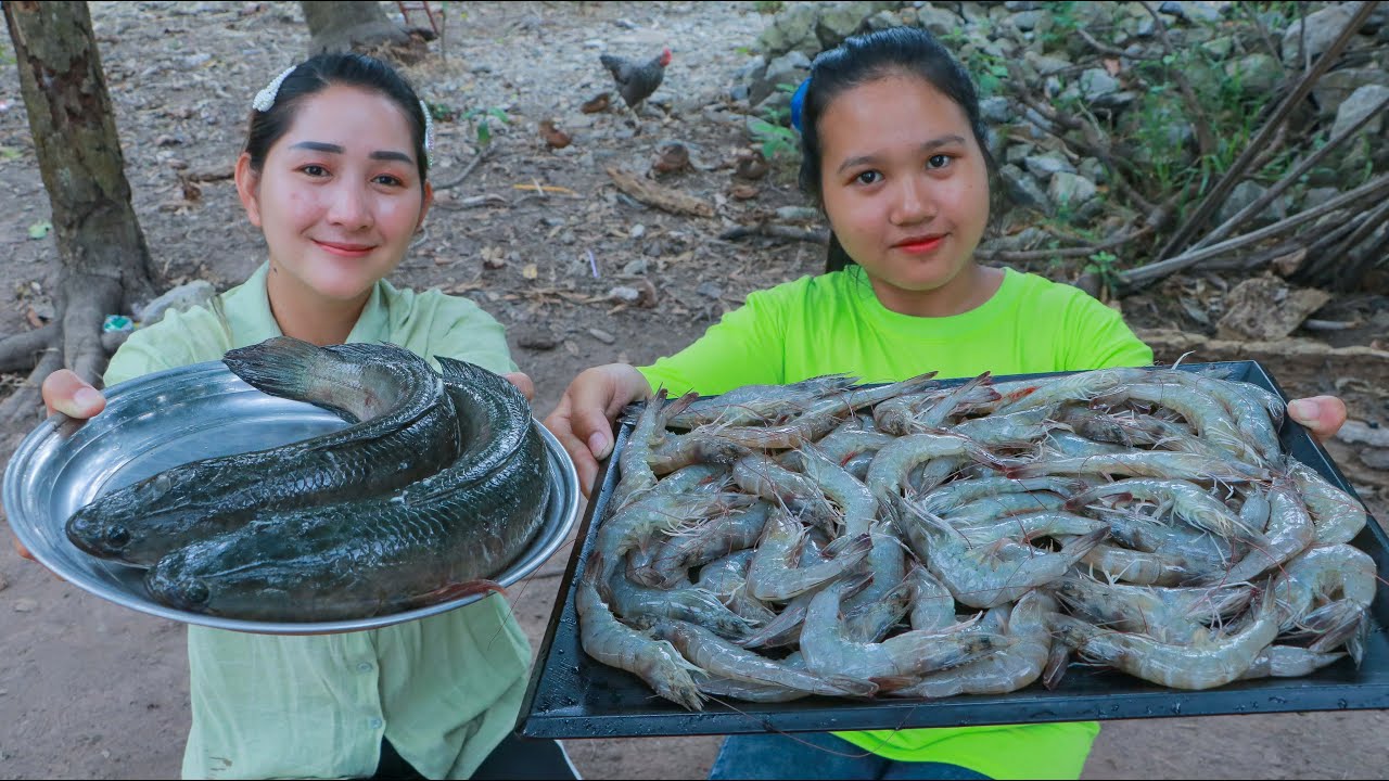 Amazing Snakehead Fish and Shrimp Sour Soup Cooking - Shrimp Vegetable ...
