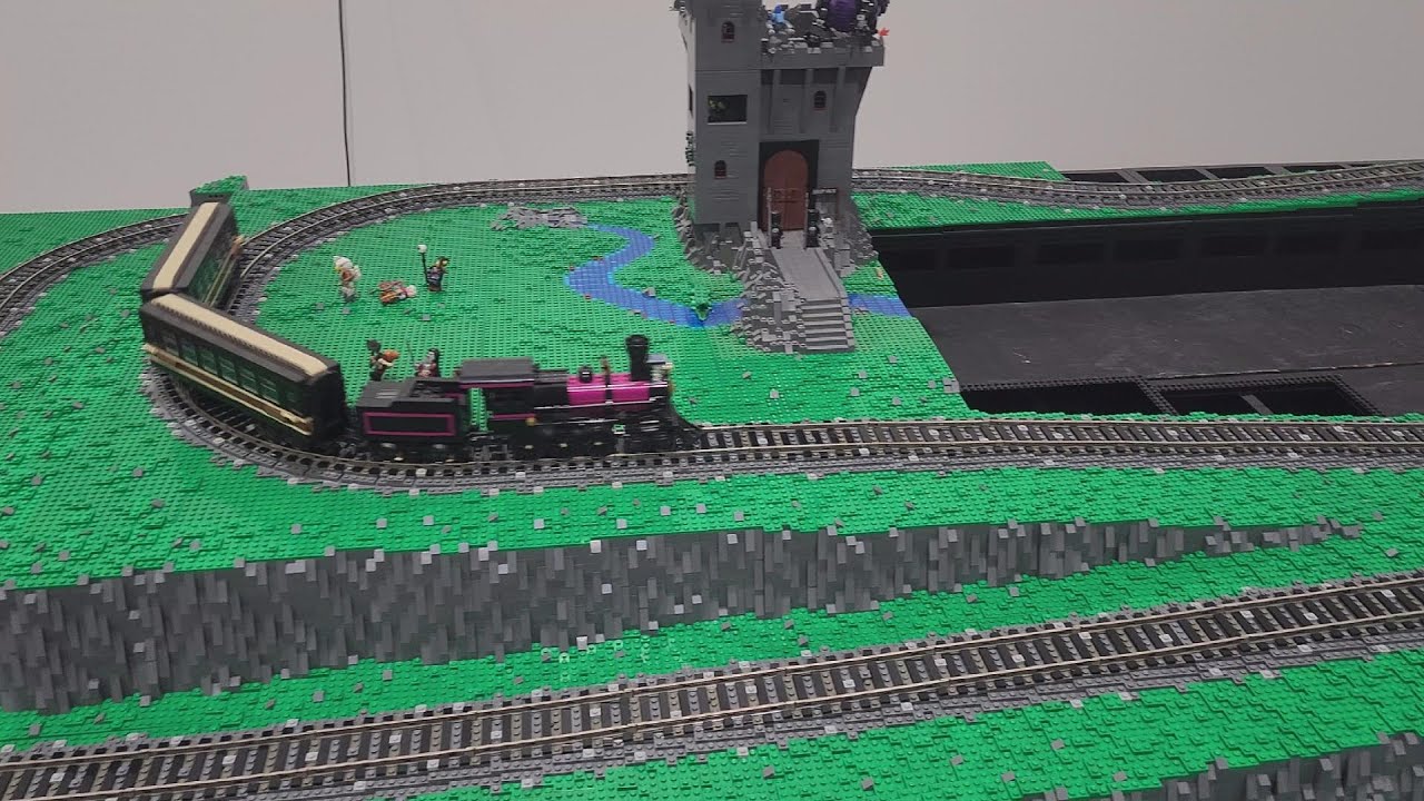 Lego 9v train layout with overpass. WIP - YouTube