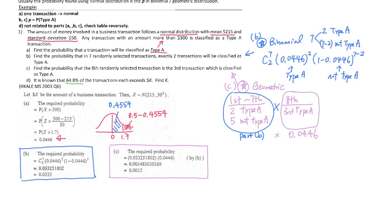 16 Application of Normal Distribution Note Page 9 HKALE MS 2003 Q6 ...