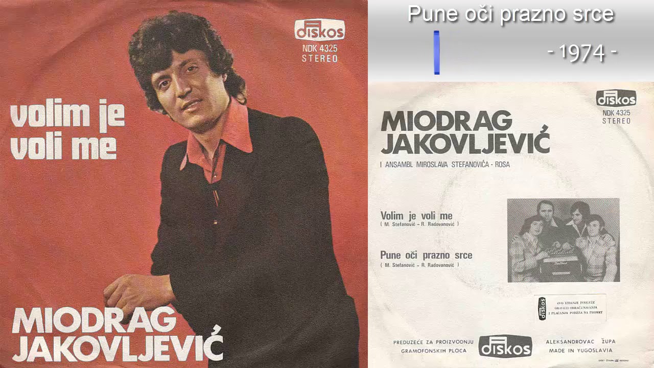 Miodrag Jakovljevic - Pune oci prazno srce - (Audio 1974) - YouTube