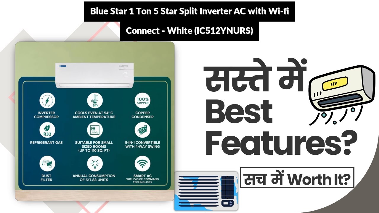 Blue Star 1 Ton 5 Star Split Inverter AC with Wi-fi Connect - White ...