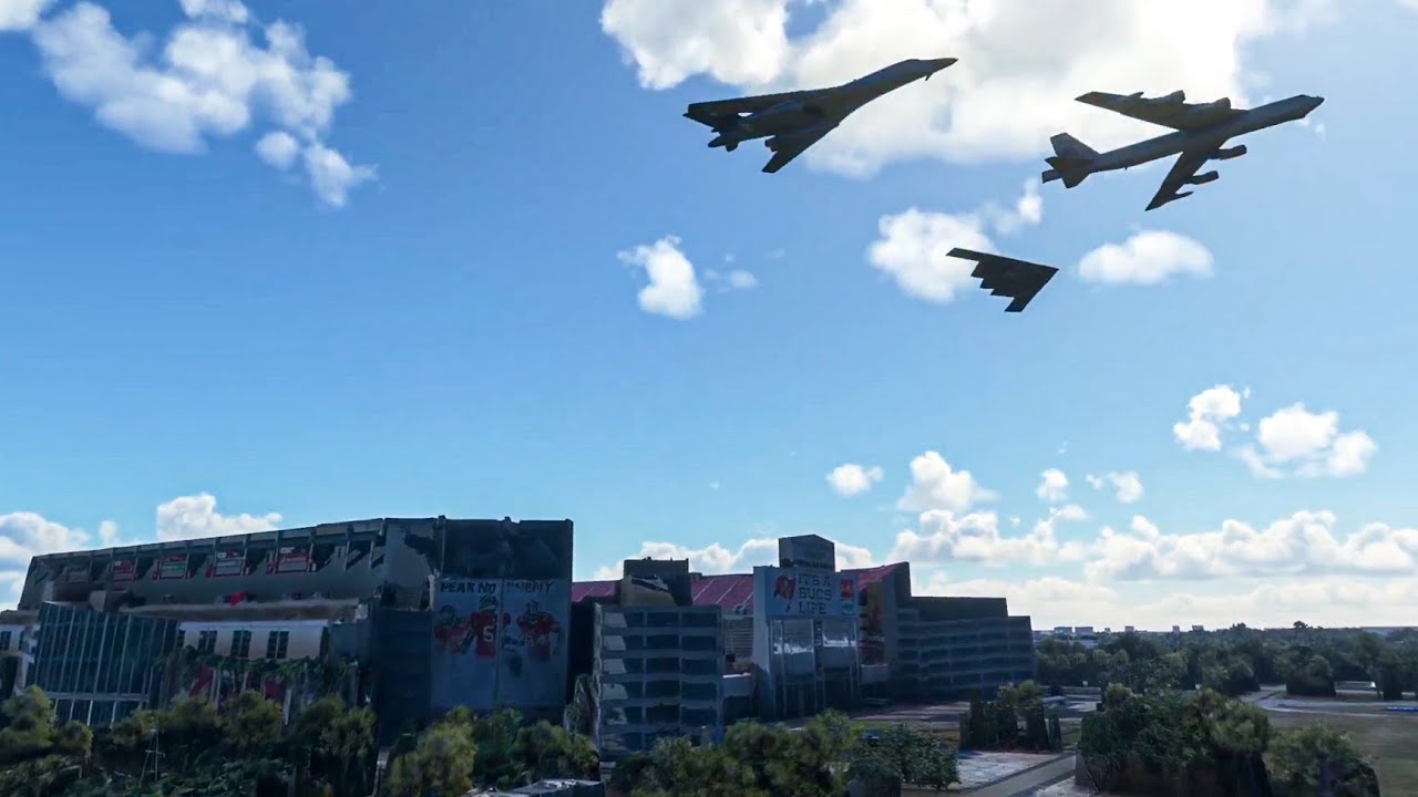 Super Bowl LV Flyover - B-52/B-2/B-1 Bomber Formation - MSFS ...