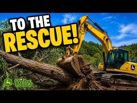 Bulldozers & Excavators To The Rescue! | John Deere Kids