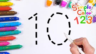 Learn number 10 by writing, coloring, counting with crayons for kids |  videos for preschoolers