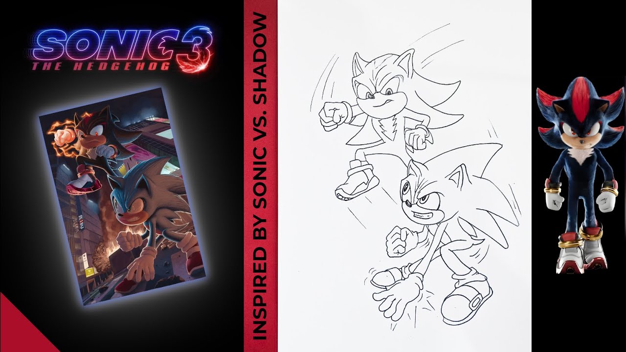 Cómo dibujar a Sonic y Shadow Peleando // Sonic 3 la Película - YouTube