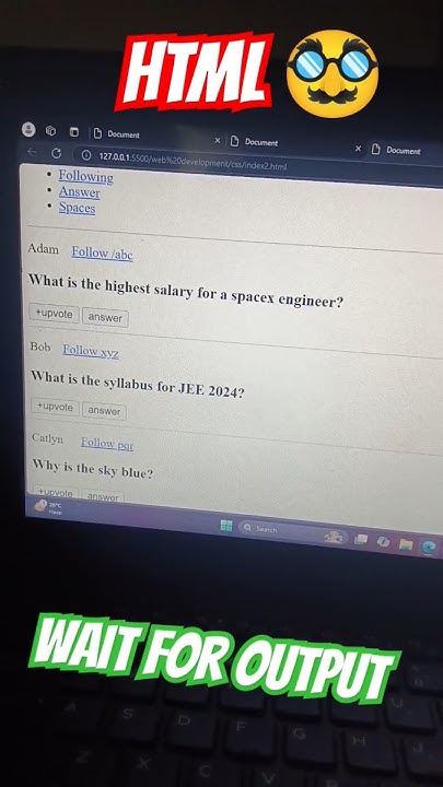 Html code 😎. Plz wait for output 😭!#coding #html #tech #shortvideo # ...
