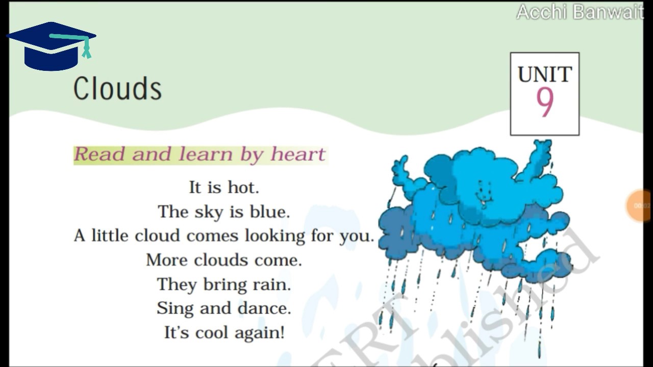Class 1 Poem Clouds Marigold Unit 9 Hindi Explanation New Words class-1-poem-clouds-marigold-unit-9-hindi-explanation-new-words