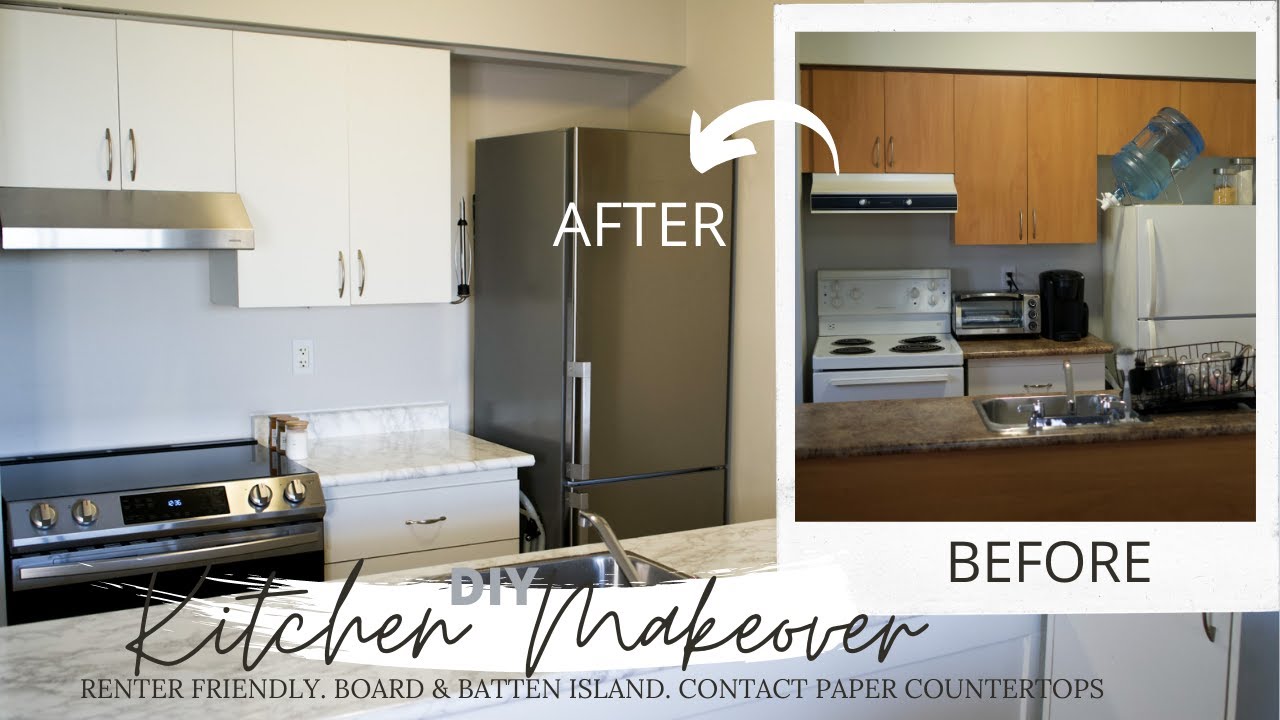 AFFORDABLE KITCHEN MAKEOVER| DIY RENTER FRIENDLY - YouTube