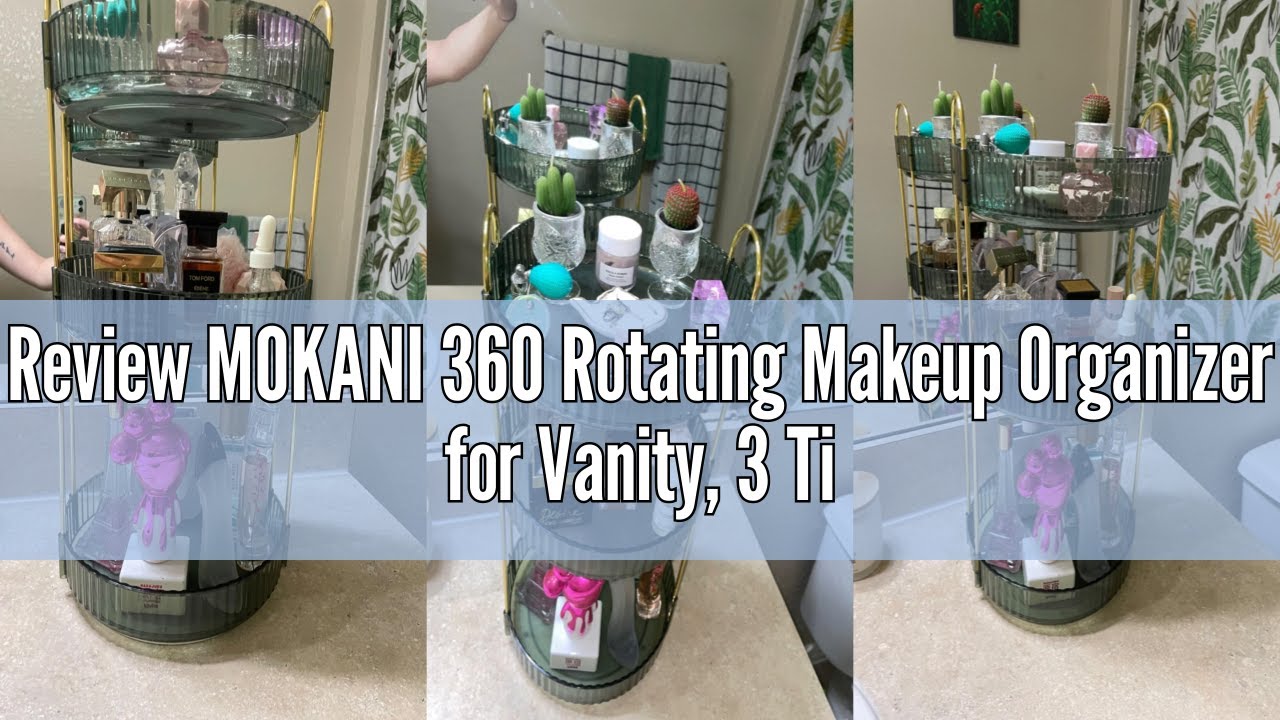 Review MOKANI 360 Rotating Makeup Organizer for Vanity, 3 Tier ...