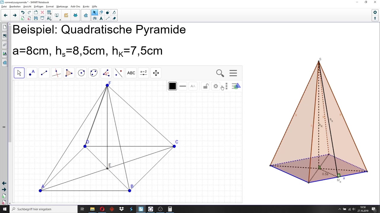 Pyramide -09- Vom Netz zum Schrägbild (Zeichnung und Übungsaufgabe ...