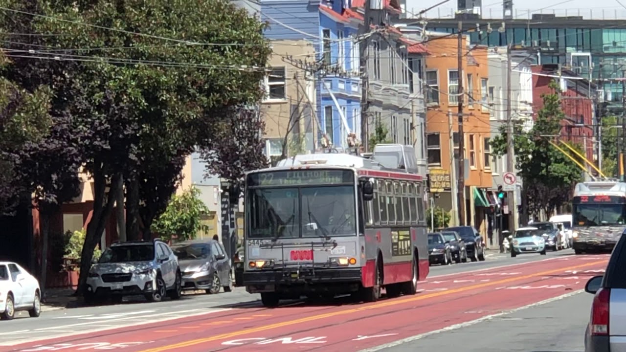 Muni Skoda ETI TRSF14 trolleybus 5445 on route 22. - YouTube
