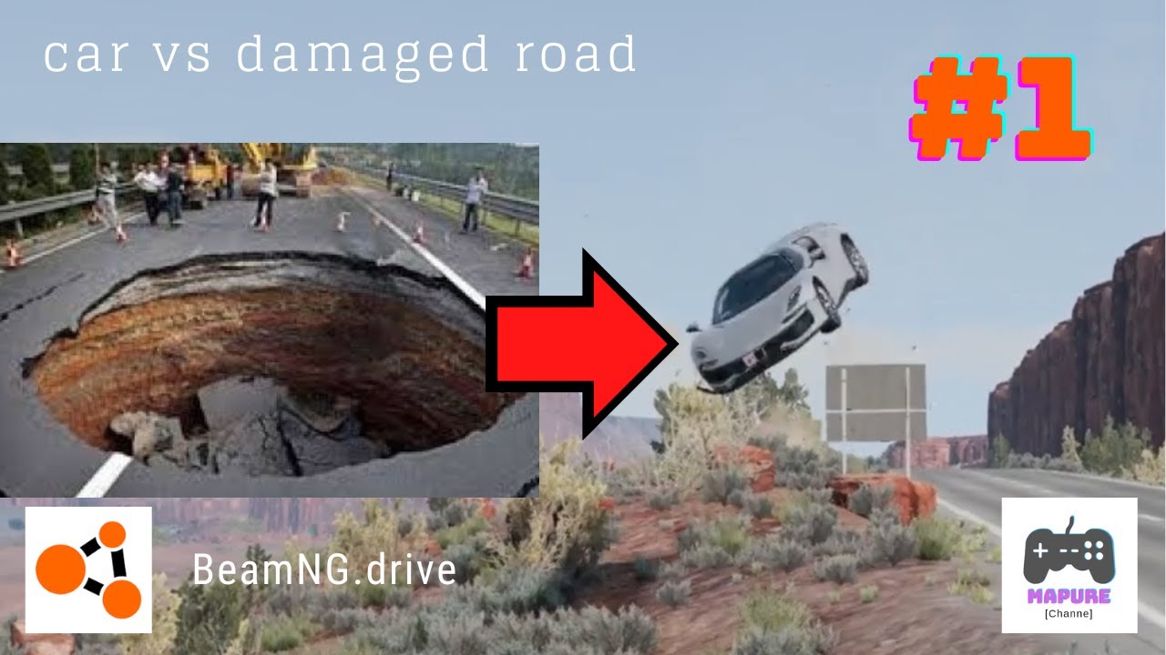 car vs damaged road BeamNG Drive #1- MAPURE K - YouTube