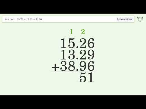 Long Addition Problem 15.26+13.29+38.96: Step-by-Step Video Solution ...