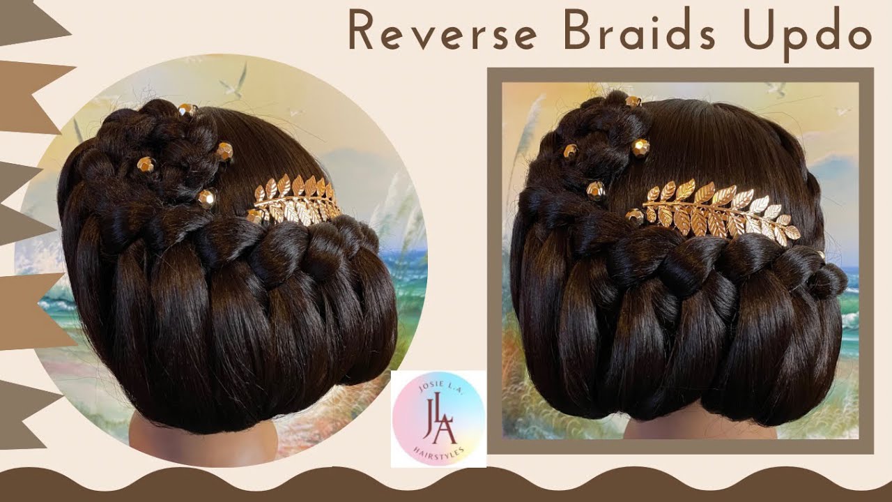 Reverse Braids Updo For Long Hair || Cute Hairstyle || Easy Hairstyle ...