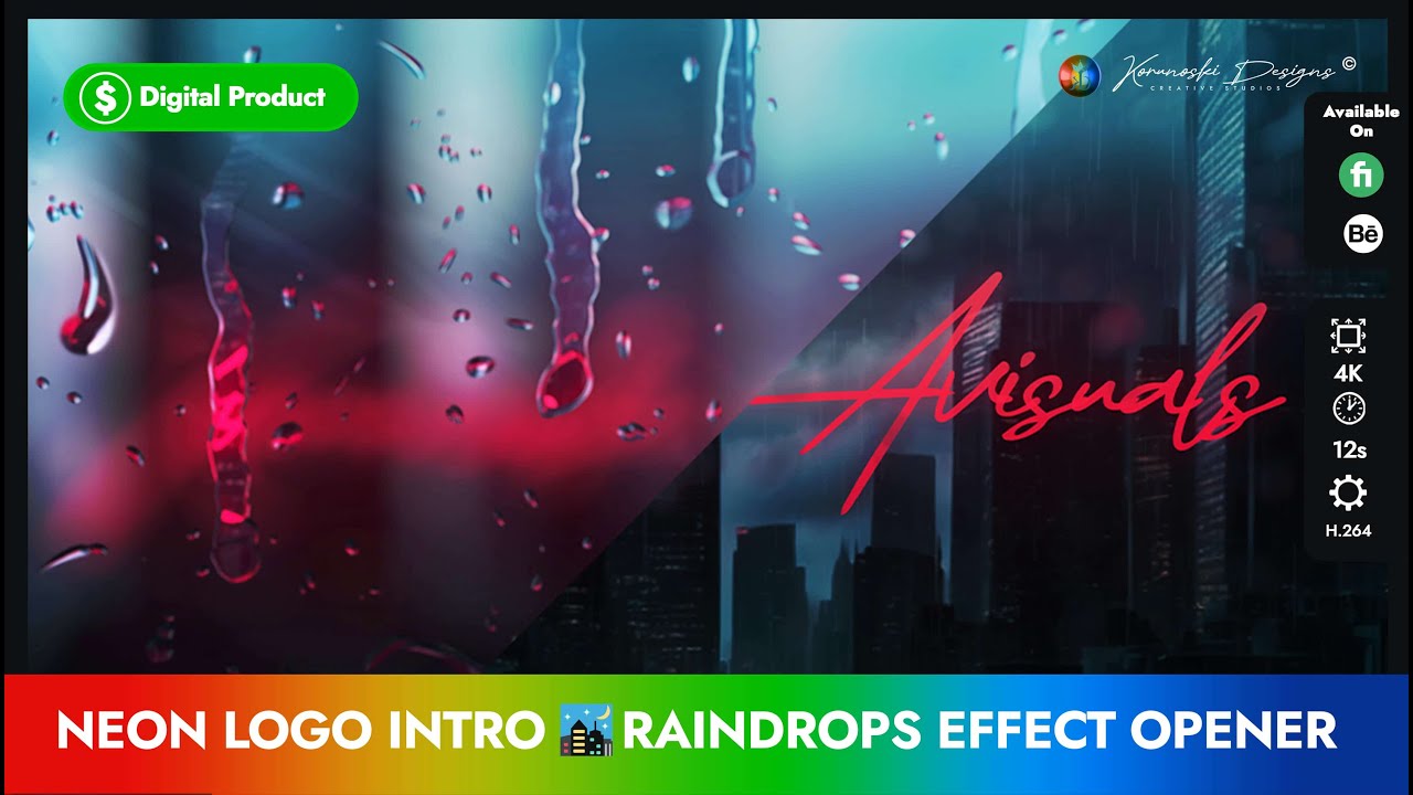 4K Ultra HD Neon Logo Intro with Stunning Raindrops Effect – Available Now! - YouTube