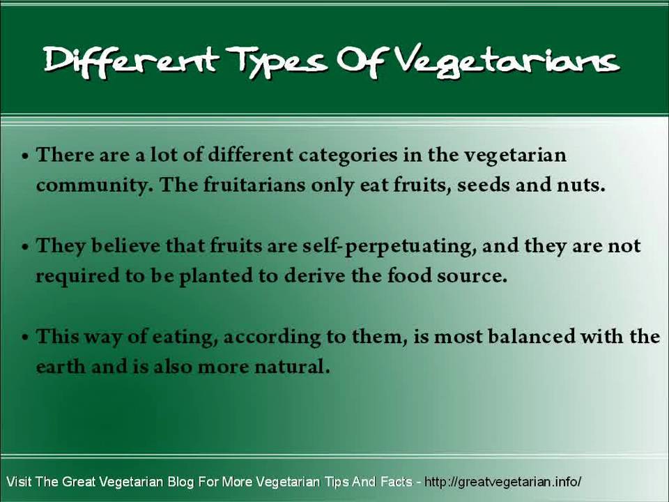 Different Types Of Vegetarians - Great Vegetarian - YouTube
