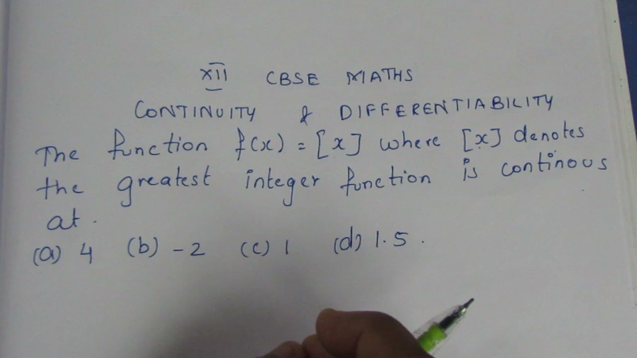 The Function f(x) = [x] where {x} denotes the greatest integer function ...