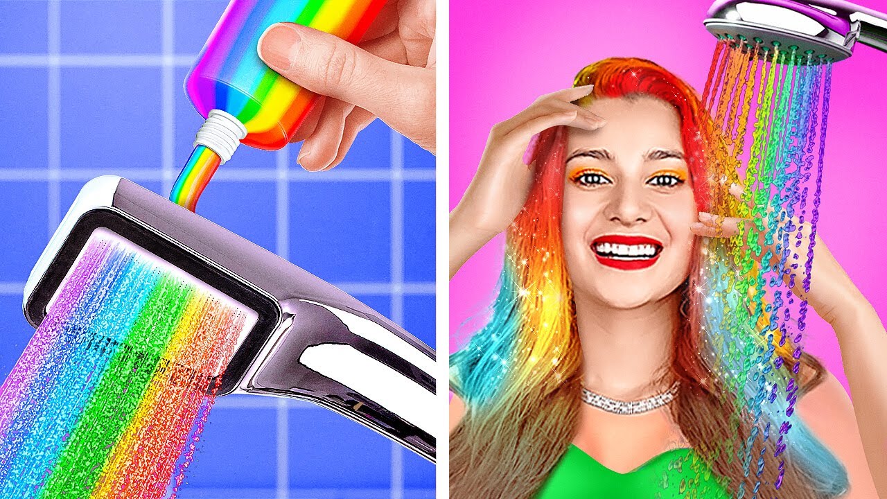 COLORFUL BEAUTY HACKS AND RAINBOW HAIR TRICKS || Incredible DIY Ideas ...
