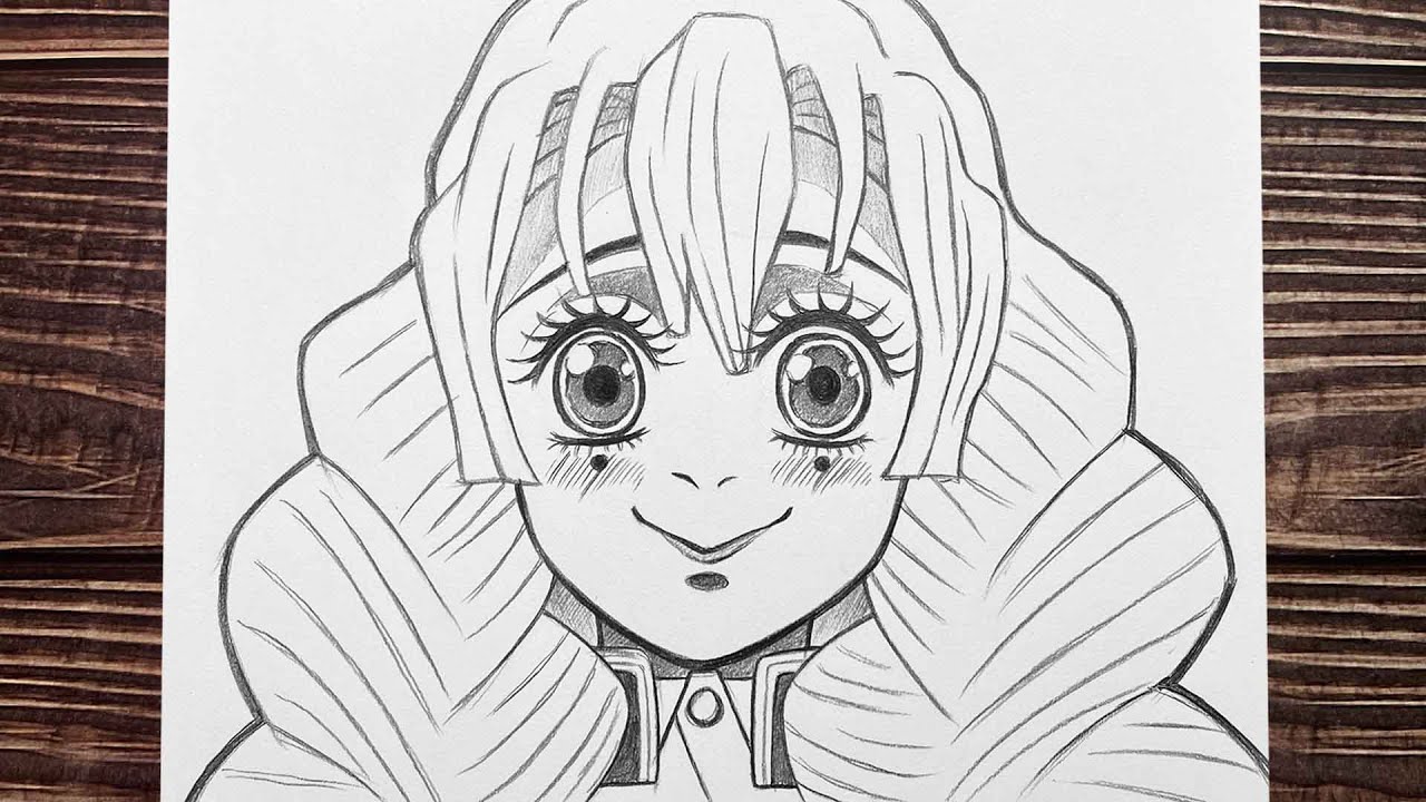 Easy anime sketch | how to draw Mitsuri Kanroji - Demon Slayer | girl ...