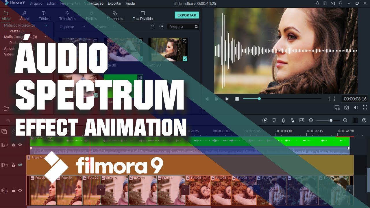 Tutorial Filmora 9 | Áudio Spectrum Effect Animation Filmora 9 | Sonic ...