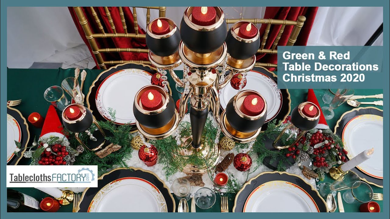 Red & Green Table Decorations Christmas 2020 | Tableclothsfactory.com ...