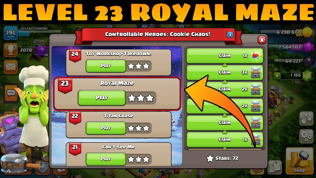 How To Complete Level 23 Royal Maze 🔥 Controllable Heroes: Cookie Chaos Clash Of Clans ROYAL ...