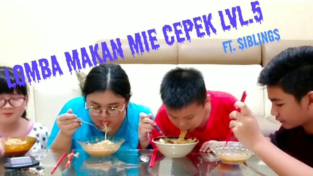 CHALLENGE Lomba Makan Mie100 level 5 / Mukbang Mie Cepek With Siblings ...