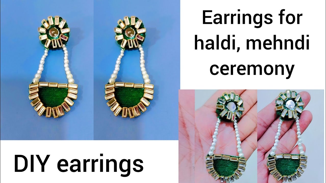 DIY haldi,mehndi earrings|earrings making at home|earring for haldi ...