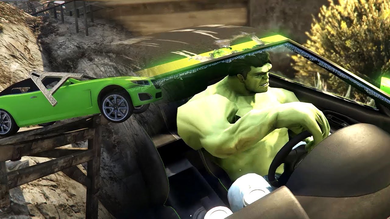 Hulk Car Drive on Mountain (Car Crash, Hulk Car Jumps, Stunts) GTA V ...