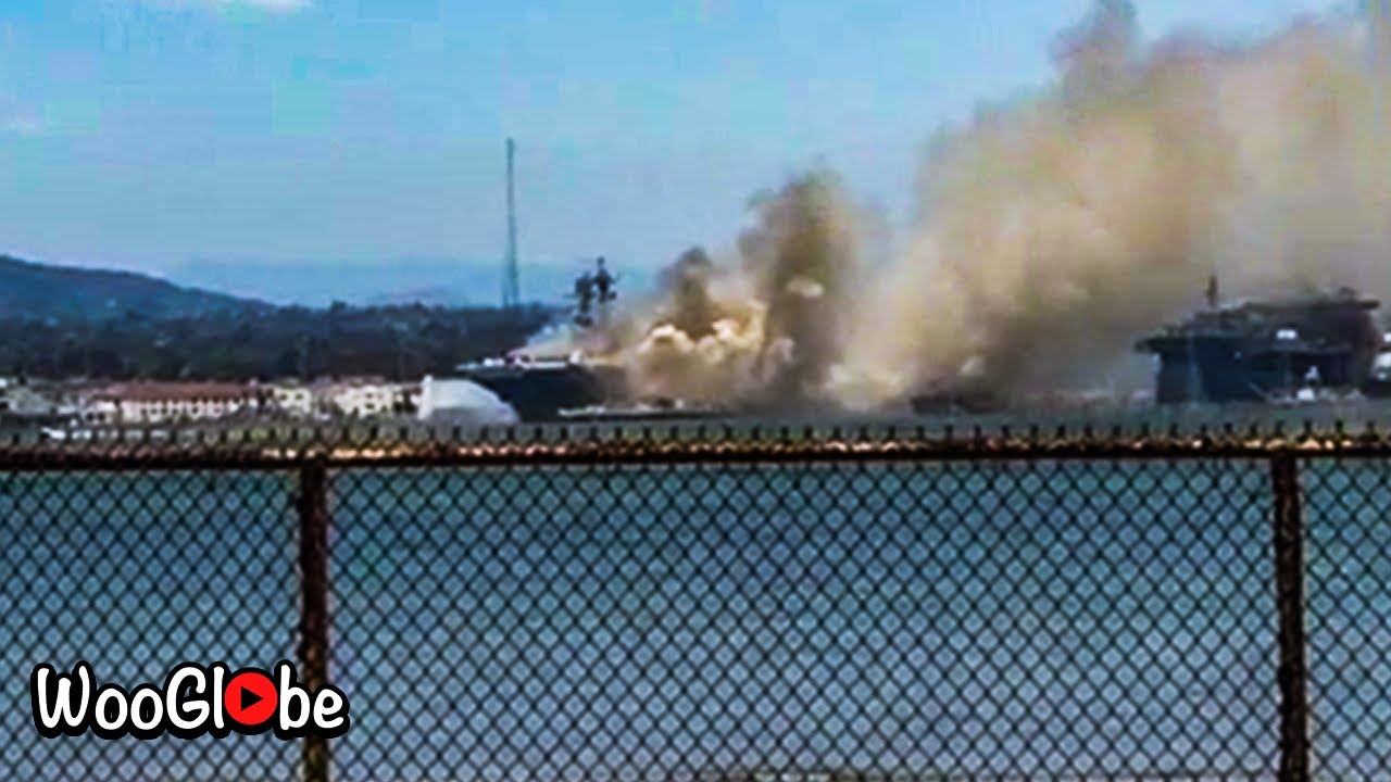 Fire Erupts on Navy Ship At Naval Base San Diego - YouTube